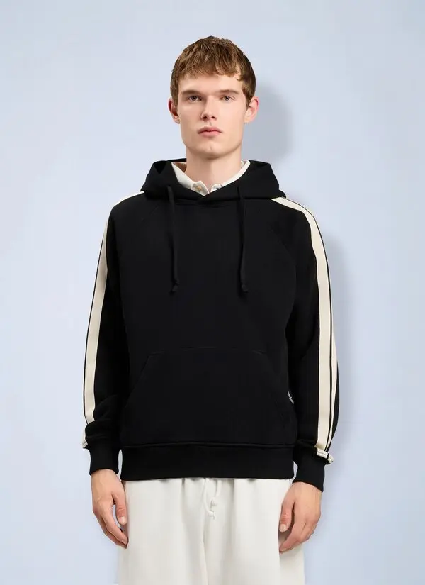 Palm Angels Back Curved Logo Track Hoodie - Black