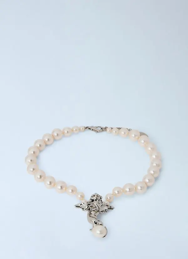VIVIENNE WESTWOOD Putti Large Pearl Necklace - Silver