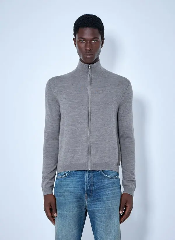 Acne Studios Zip-up Bow Logo Cardigan - Grey