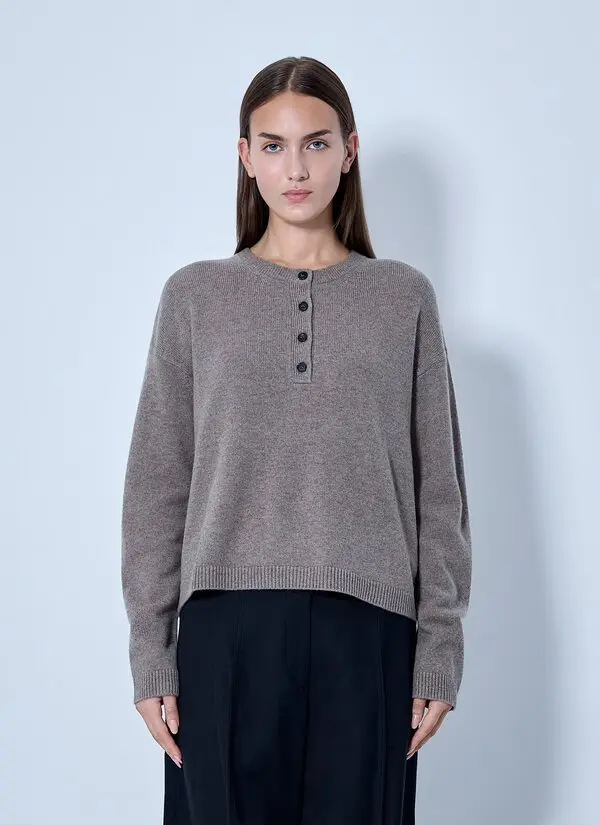 Max Mara Button Placket Knit Sweater - Beige
