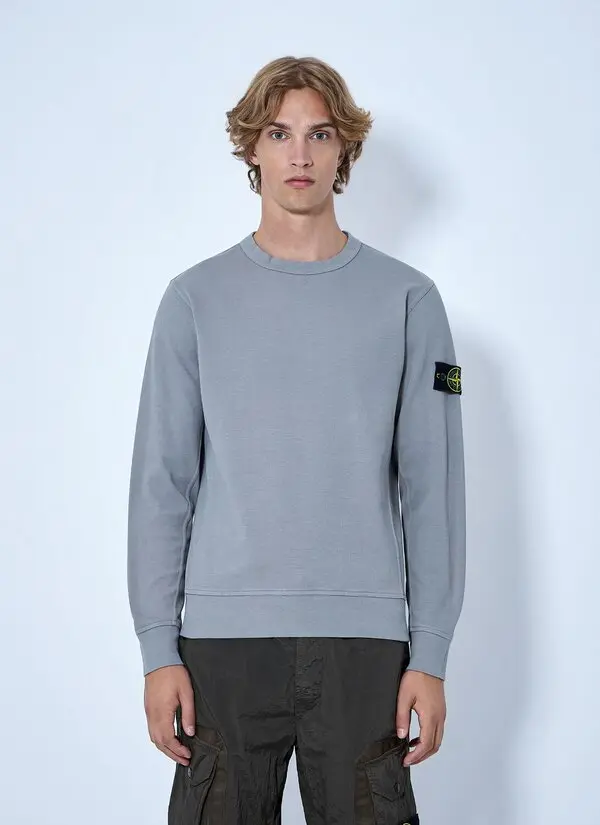 Stone Island Crewneck Sweatshirt With Sleeve Logo Patch - Grey