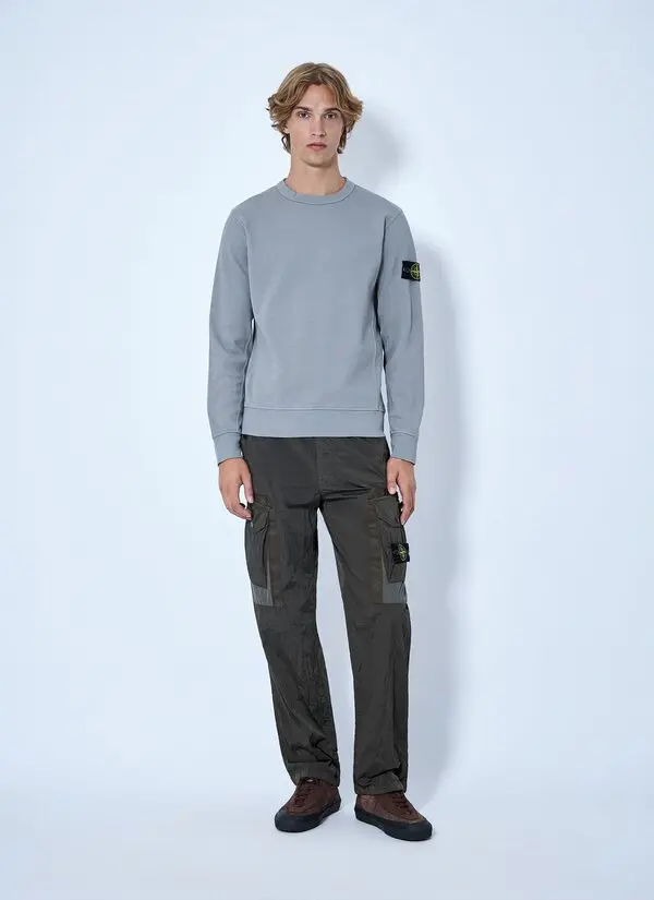 Stone Island Crewneck Sweatshirt With Sleeve Logo Patch - Grey