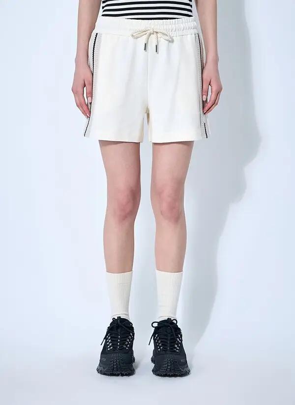Moncler Logo Patch Track Shorts - Beige