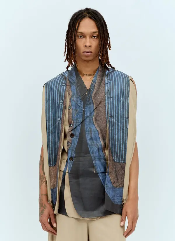Comme Des Garçons Printed Double-breasted Blazer - Blue