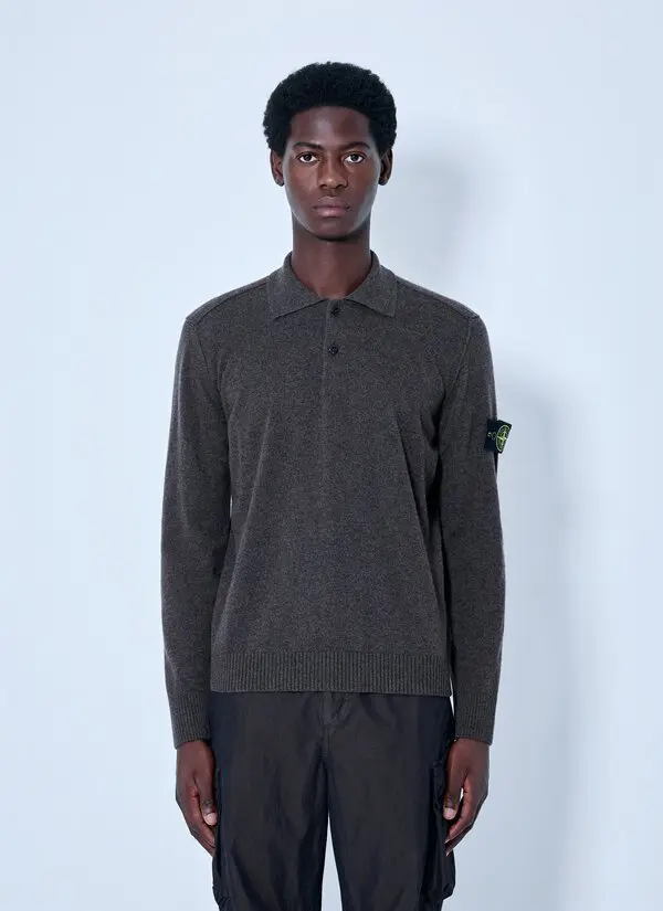 Stone Island Long Sleeve Polo - Brown