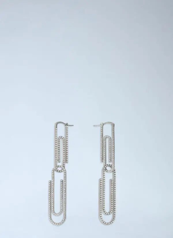 Off-White Paperclip Strass Earrings - Grey