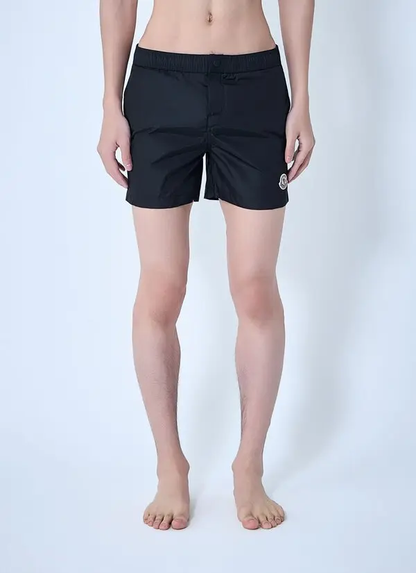 Moncler Elastic Waist Swim Shorts - Black