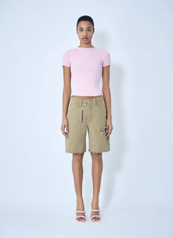 Alexander Wang Frayed Hem Denim Shorts