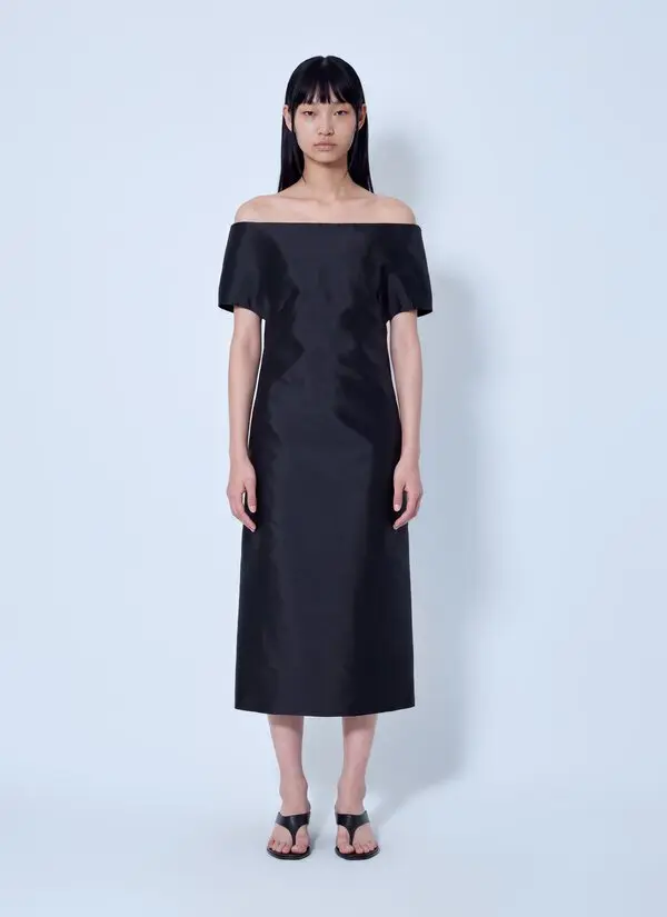 JIL SANDER Off-shoulder Midi Dress - Black