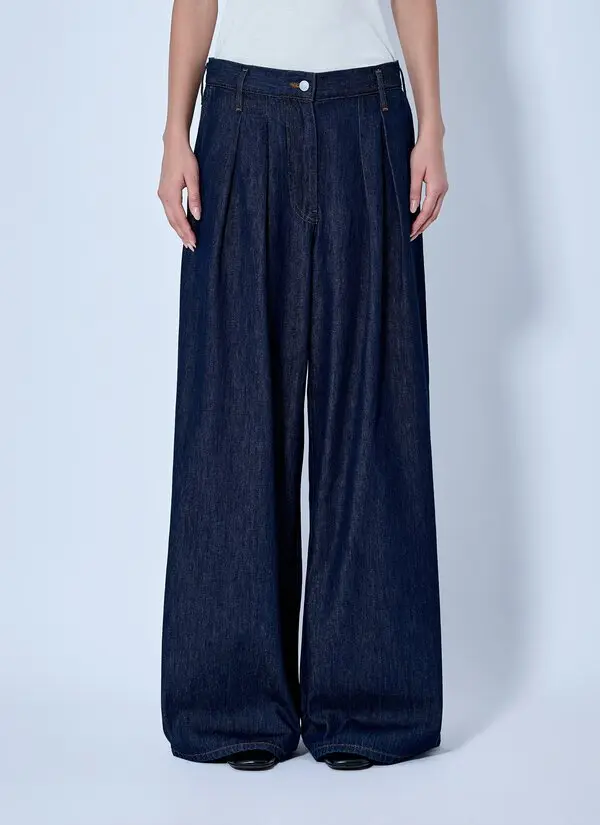 Dries Van Noten Wide-leg Denim Trousers - Navy