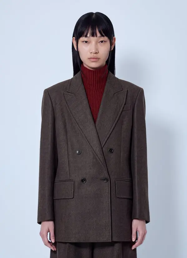 Max Mara Double-breasted Wool Blazer - Brown