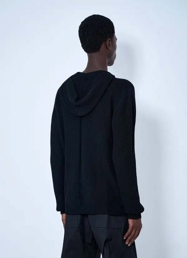 Rick Owens Ribbed Knit Zip Hoodie