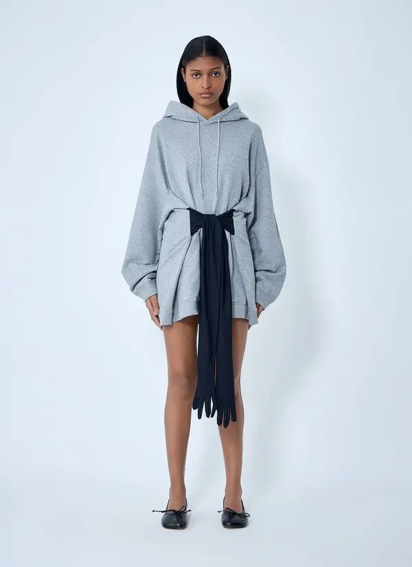 MAISON MARGIELA Hooded Sweatshirt With Attached Sash - Grey