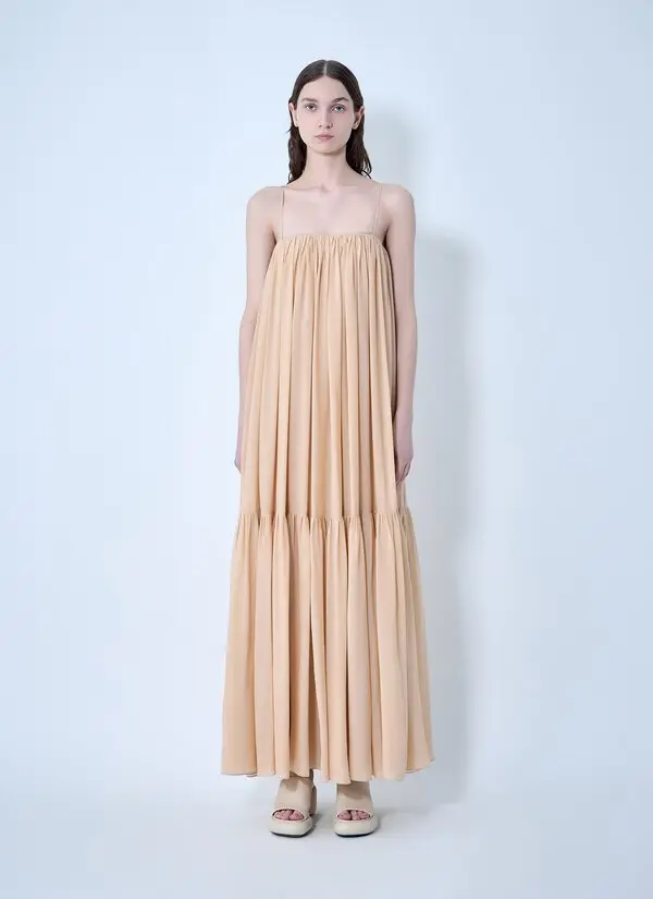 Chloé Silk Long Dress - Beige