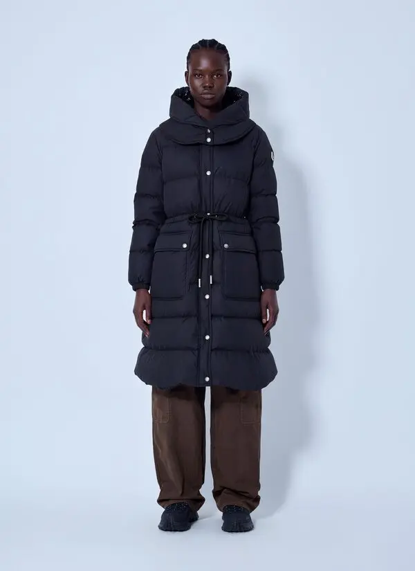 Moncler Pic Hooded Long Down Coat - Black