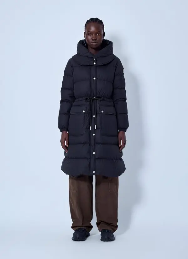 Moncler Pic Hooded Long Down Coat - Black