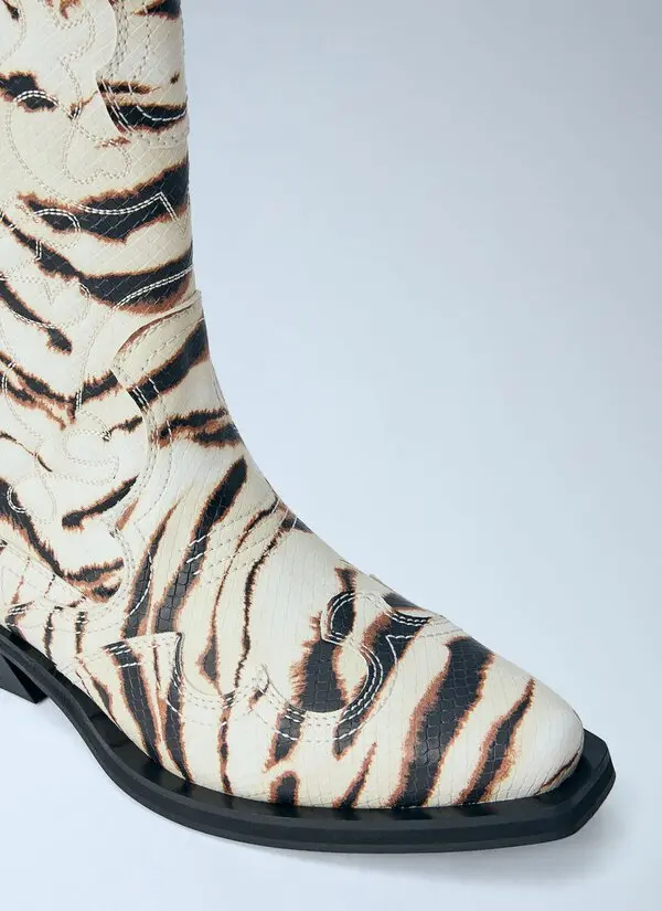GANNI Mid Shaft Embroidered Western Boots