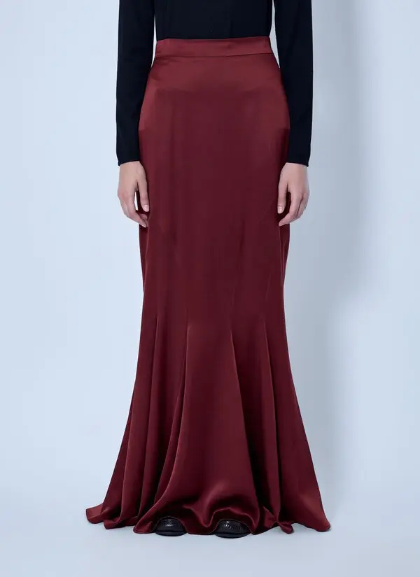 Max Mara Satin Maxi Skirt - Red