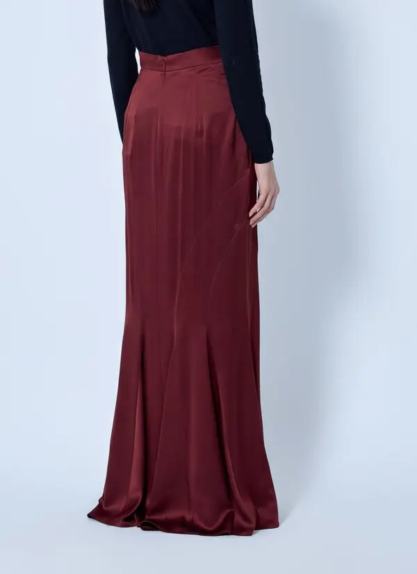 Max Mara Satin Maxi Skirt - Red