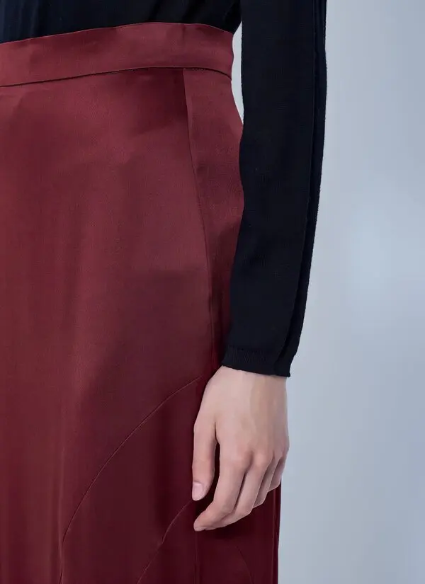 Max Mara Satin Maxi Skirt - Red