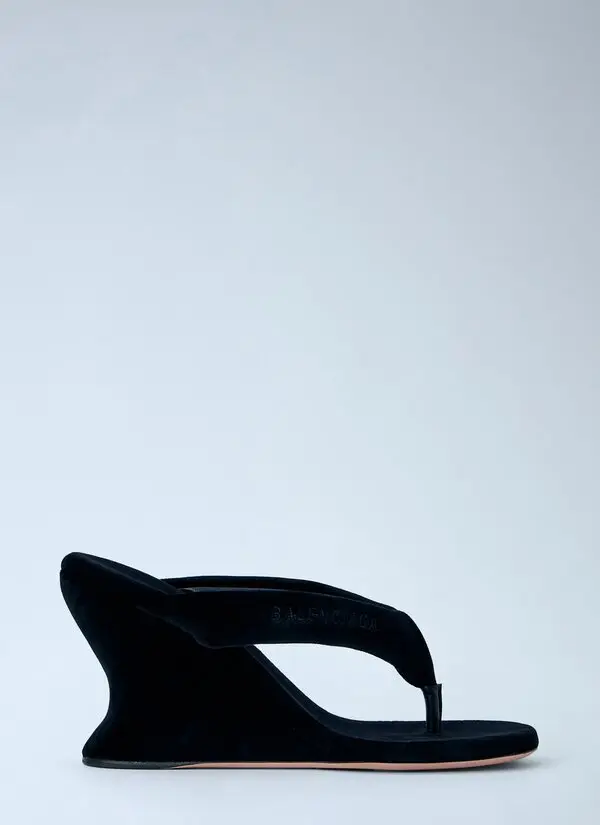 Balenciaga Gaeta Wedge Thong Sandals - Black