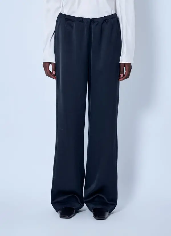 RÓHE Relaxed Fit Satin Trousers - Black