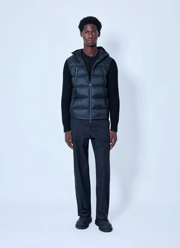 Moncler Hooded Puffer Jacket With Knit Sleeves