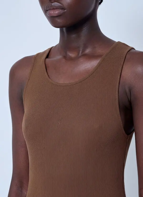 Saint Laurent Cassandre Tank Top - Brown