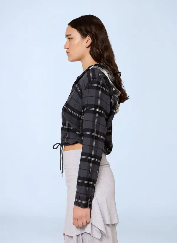 GINA CORRIERI Check Hooded Shirt