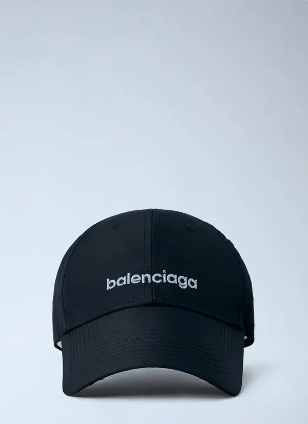 Balenciaga Embroidered Logo Cap - Black