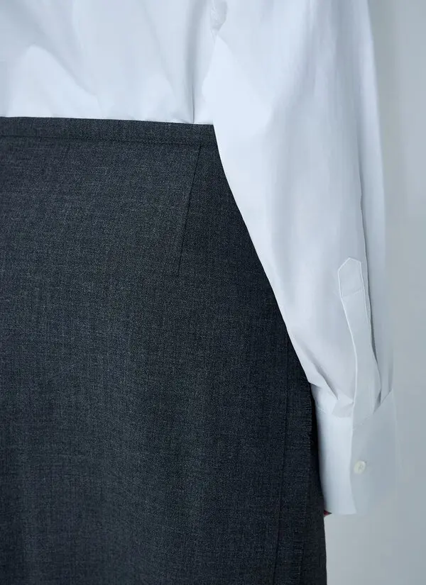 Prada Pleated Rush Stitch Skirt With Belt