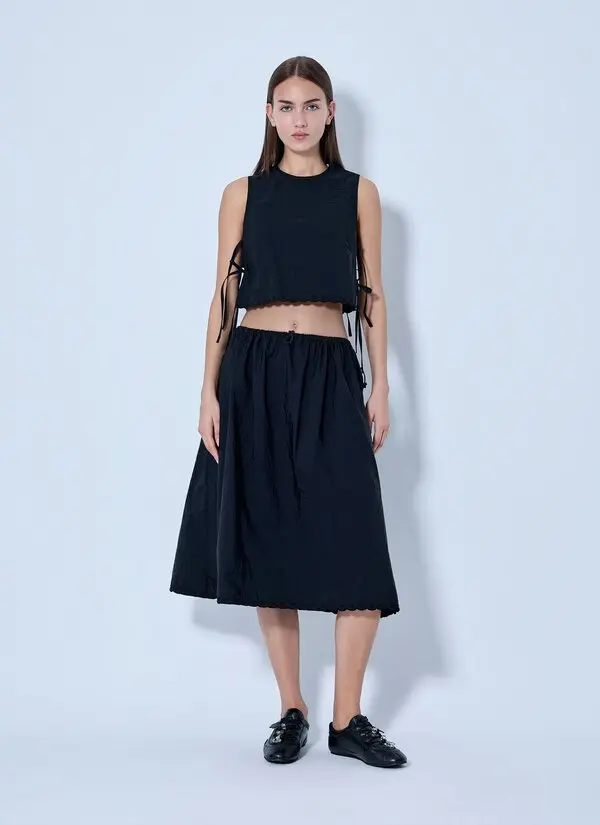 Cecilie Bahnsen Embroidered Taffeta Lace-up Top - Black