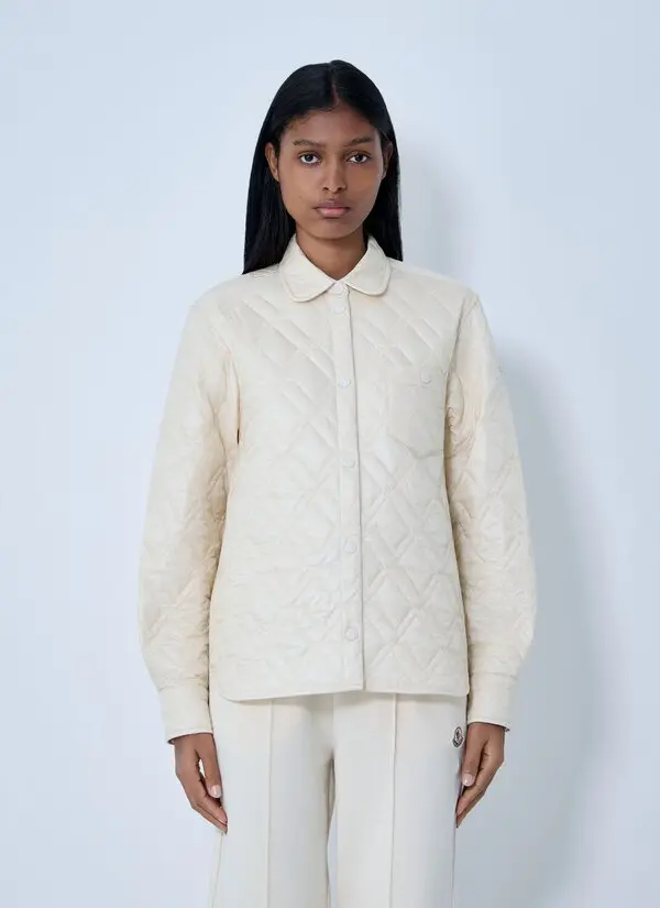 Moncler Logo Motif Quilted Jacket - Cream