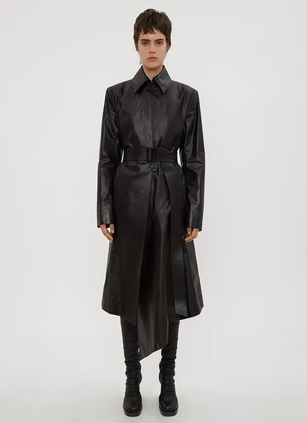 OLIVER THEYSKENS Tailored Leather Coat - Black