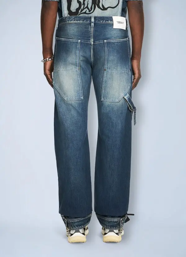 Off-White Cherry Diagonal Twist Stack Jeans