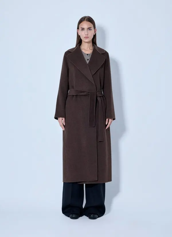 Max Mara Wrap Belted Wool Coat - Brown