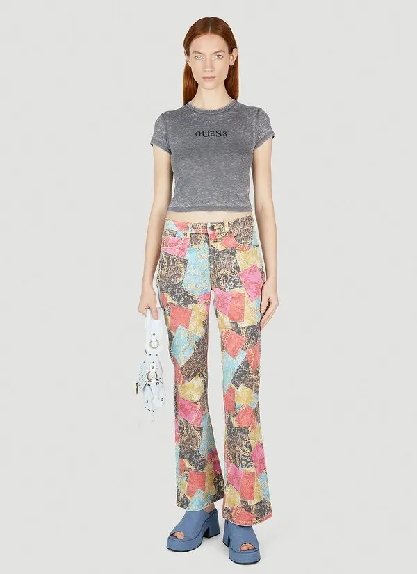 Guess Printed Flared Jeans