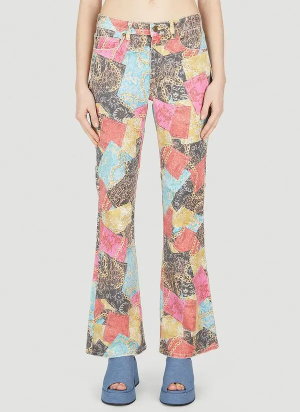 Guess Printed Flared Jeans - Multicolour