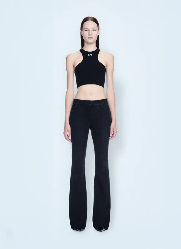 Off-White Off Stamp Ribbed Top - Black