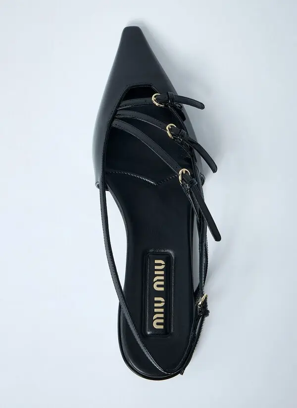 Miu Miu Patent Leather Slingback Ballerina Flats