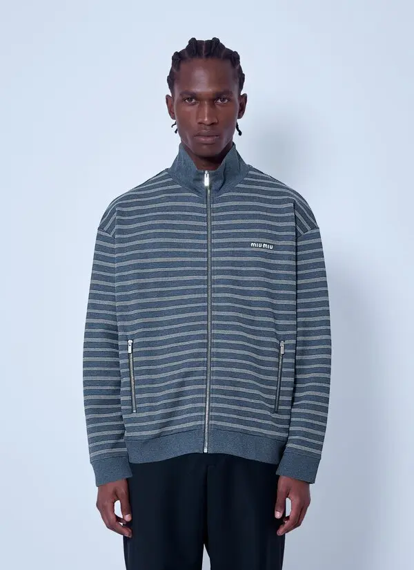 Miu Miu Striped Cotton Fleece Jacket