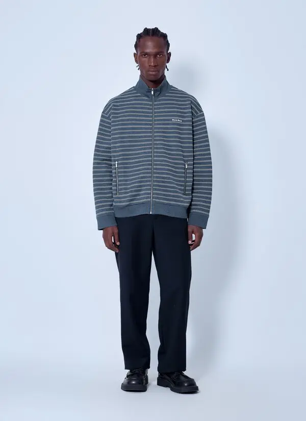 Miu Miu Striped Cotton Fleece Jacket