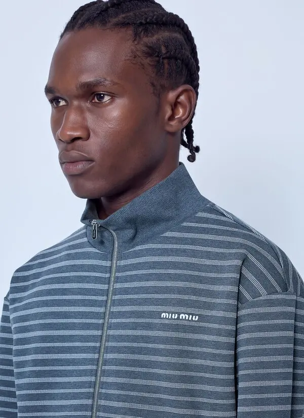 Miu Miu Striped Cotton Fleece Jacket