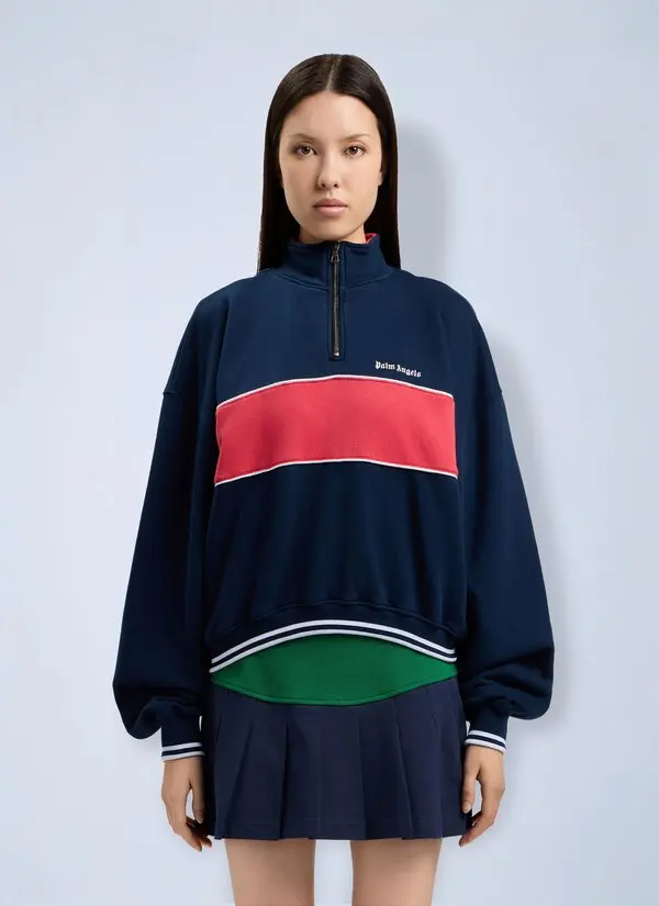 Palm Angels Classic Logo Half-zip Sweatshirt - Blue