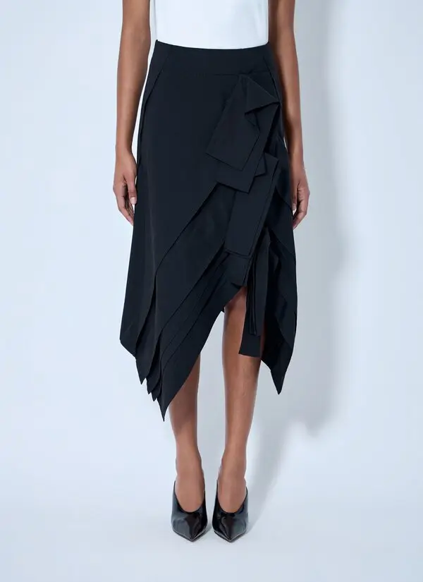 Bottega Veneta Asymmetric Layered Skirt - Black