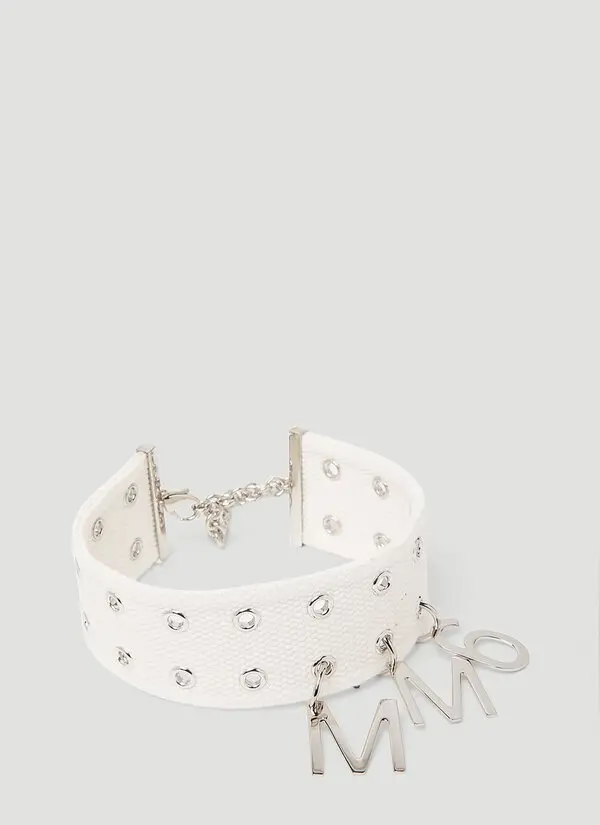 MAISON MARGIELA Logo Pendant Choker Necklace - White