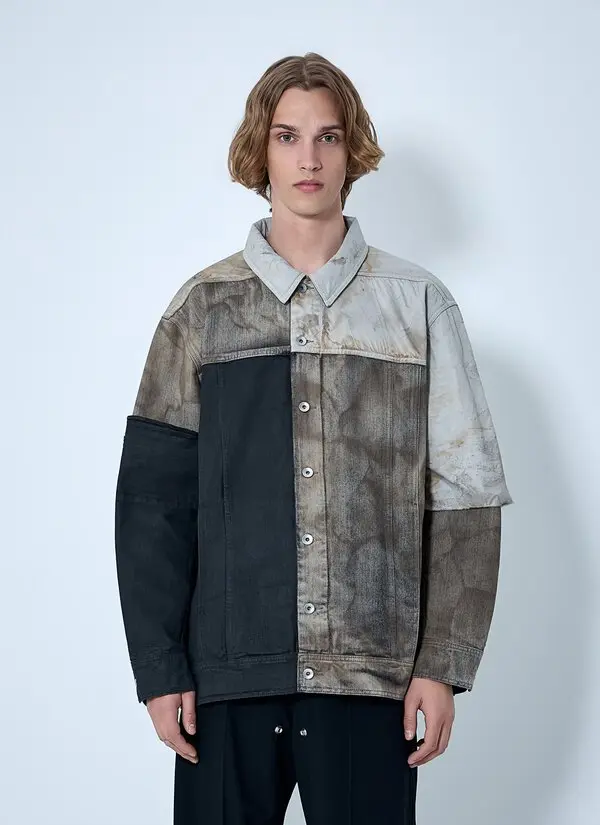 Rick Owens Denim Patchwork Jacket - Beige