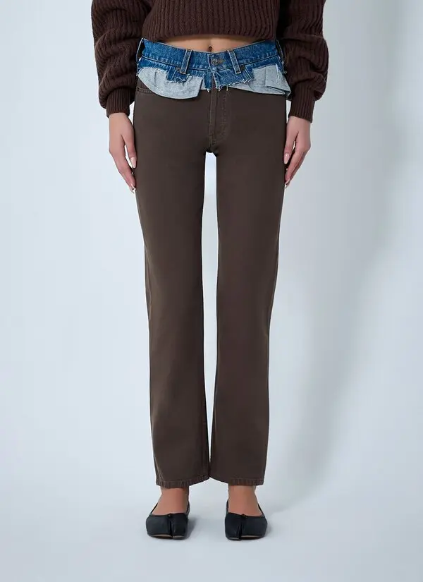 AUGUST BARRON Contrast Waistband Jeans