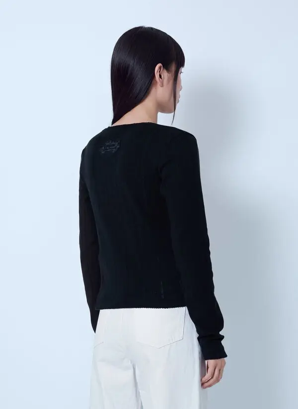 GANNI Compact Pointelle Rib Jersey Top