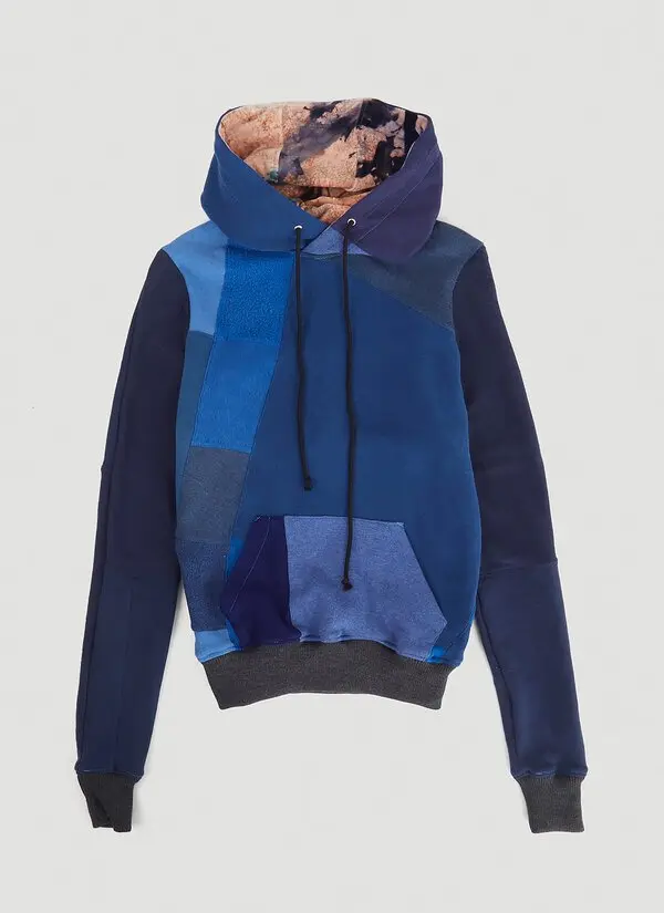 DRX FARMAXY FOR LN-CC Monochromatic Deconstructed Panelling Hooded Sweatshirt - Blue